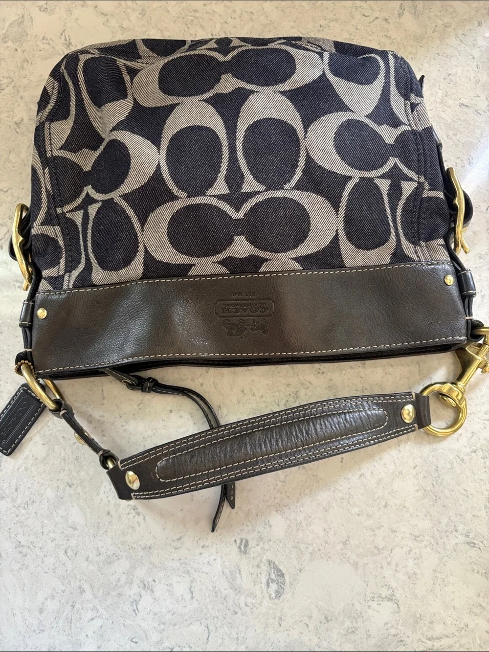 Coach | Bags | Coach Y2k Vintage Denim Zoe Signature C Logo Hobo ...